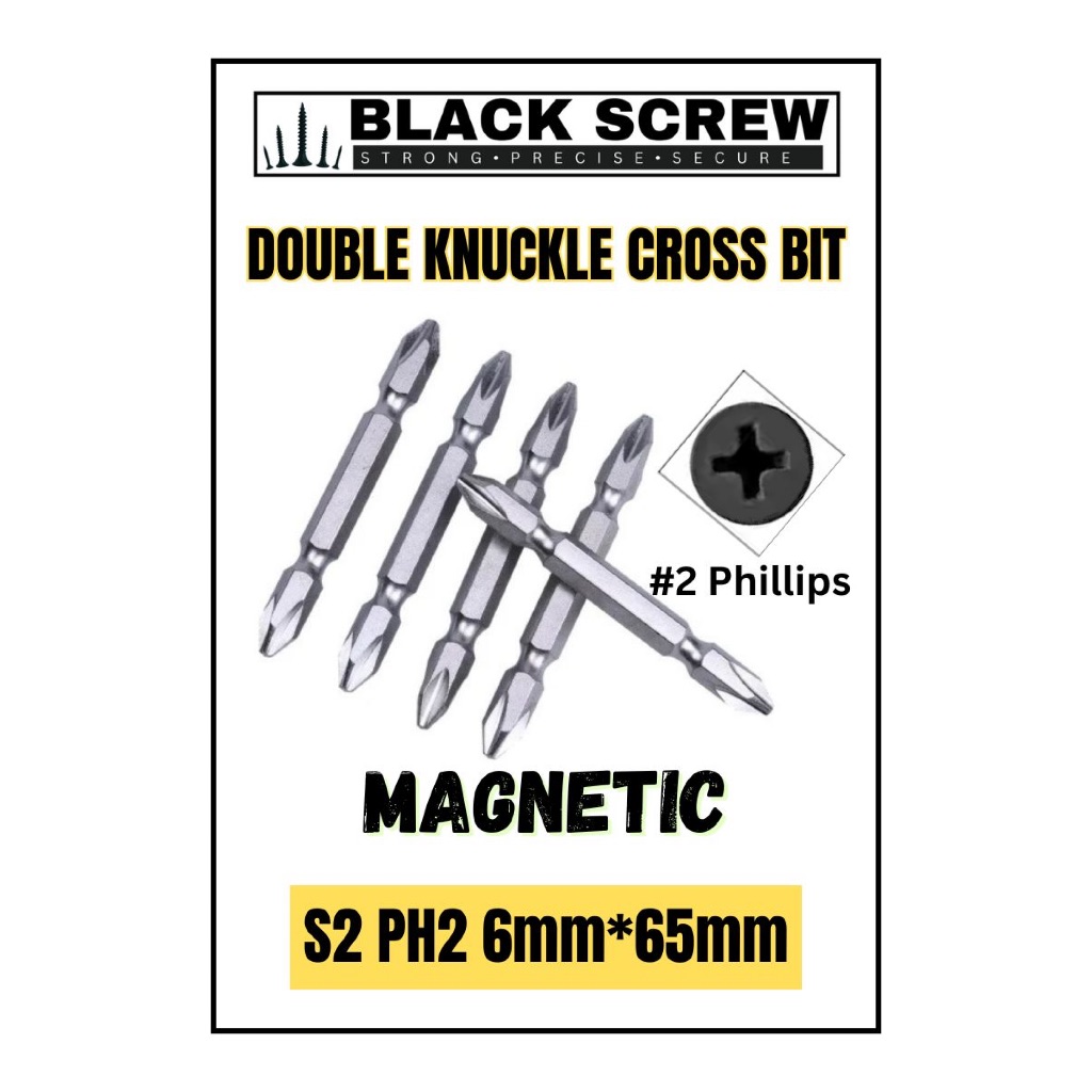 MAGNETIC DOUBLE KNUCKLE CROSS BIT / PHILLIPS SCREW BIT S2 PH2 65mm | Shopee Philippines