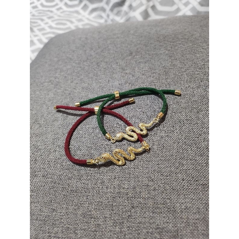 Year of the Snake Lucky Bracelet Brass, Milan Rope Adjustable Cord ...