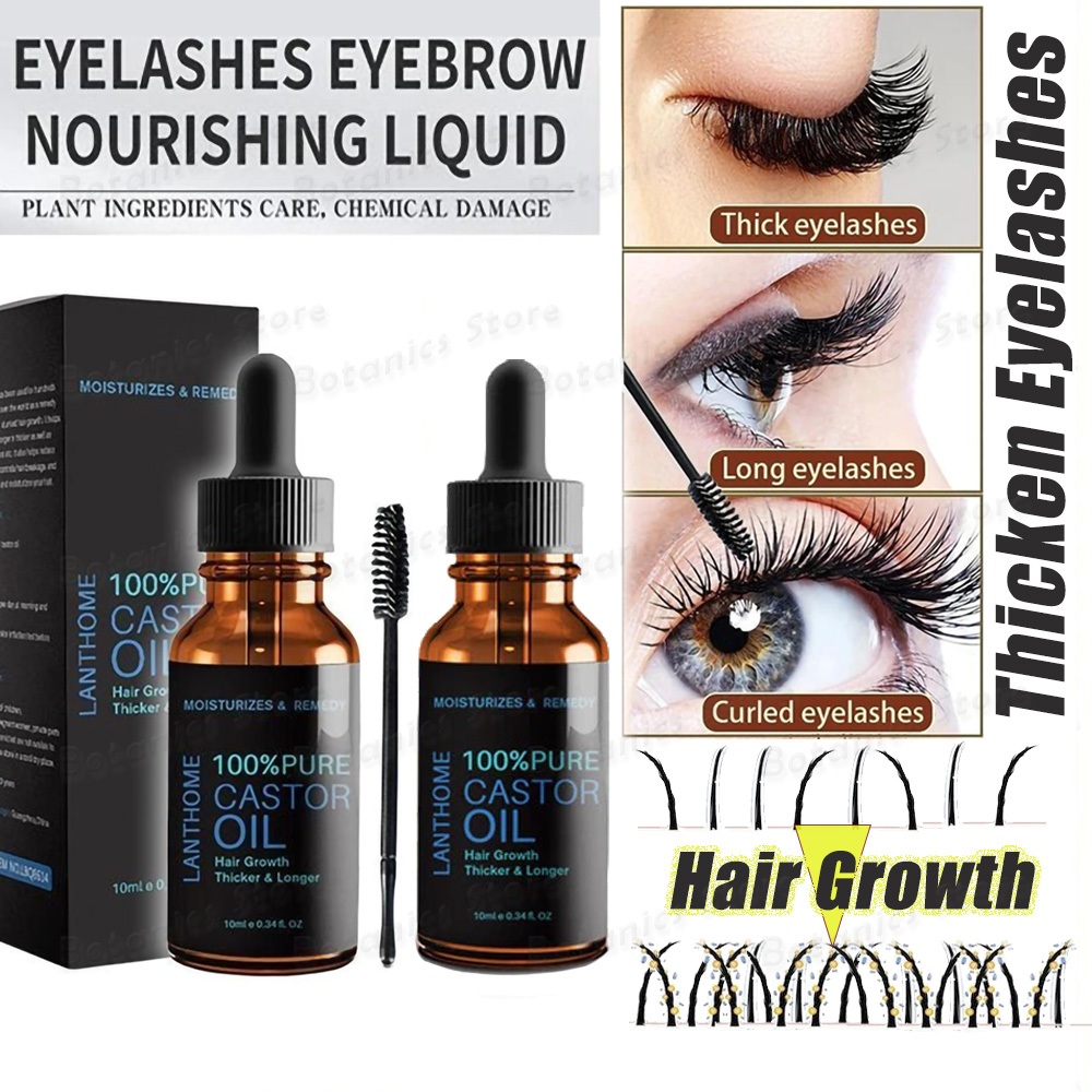 LANTHOME Natural Castor Oil Hair Eyebrow Growth Lashes Growth Serum ...