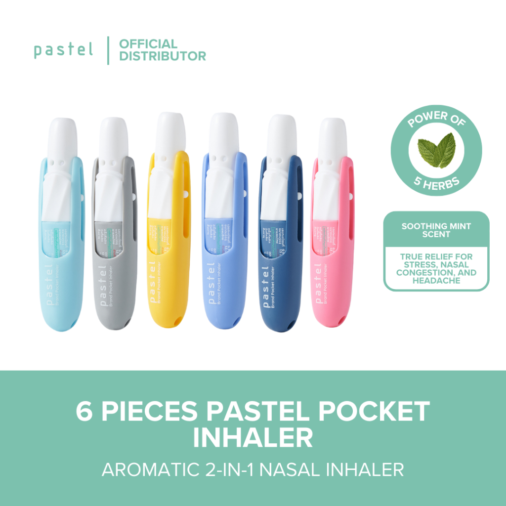 PASTEL Pocket Inhaler (x6) (1.5ml each) [Menthol, Relieves Nasal ...