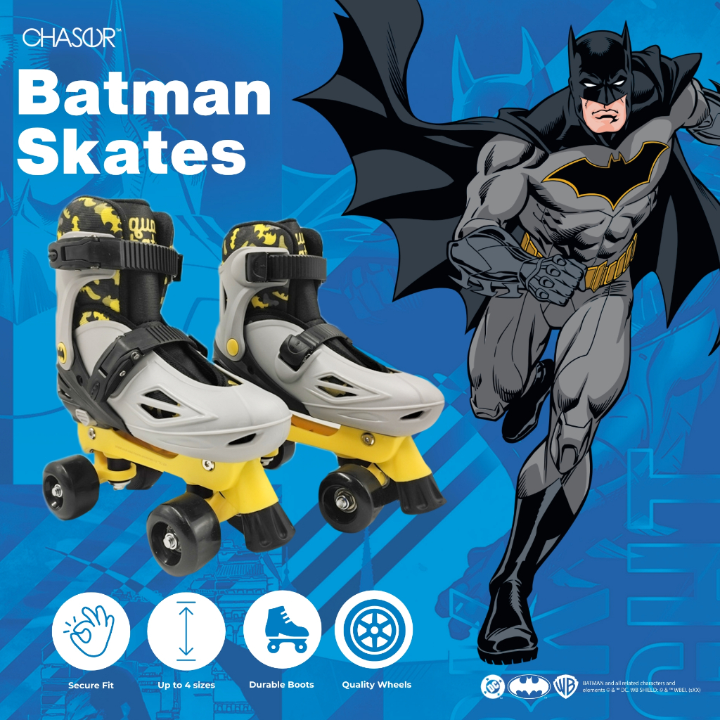 Squad Skates Batman Quad Adjustable Skate for Kids (S/M/L) EU31 to EU42 ...