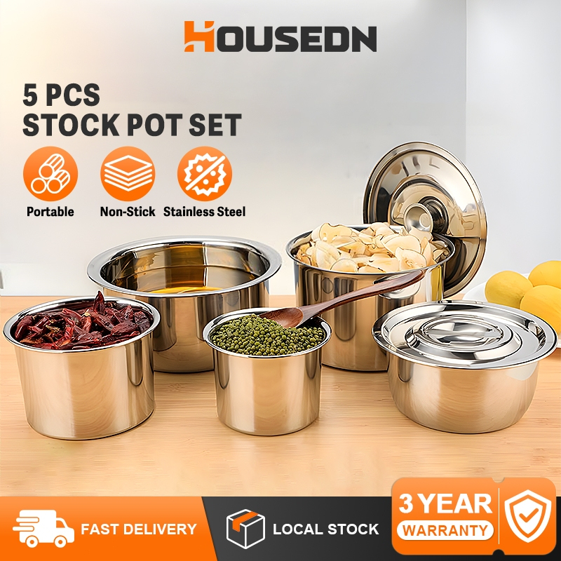 5PCS Multifunctional Stainless Steel Stock Pot Set Cookware Stainless ...