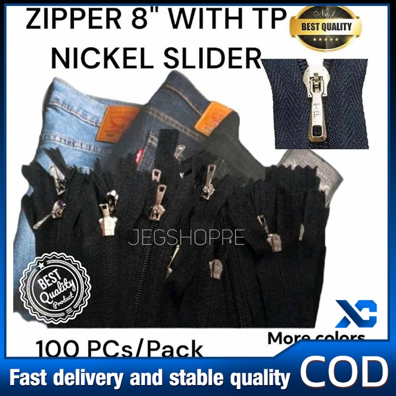 XC High Quality Nylon Zipper 8 inches with Cord Nickel Head 100 pcs per ...