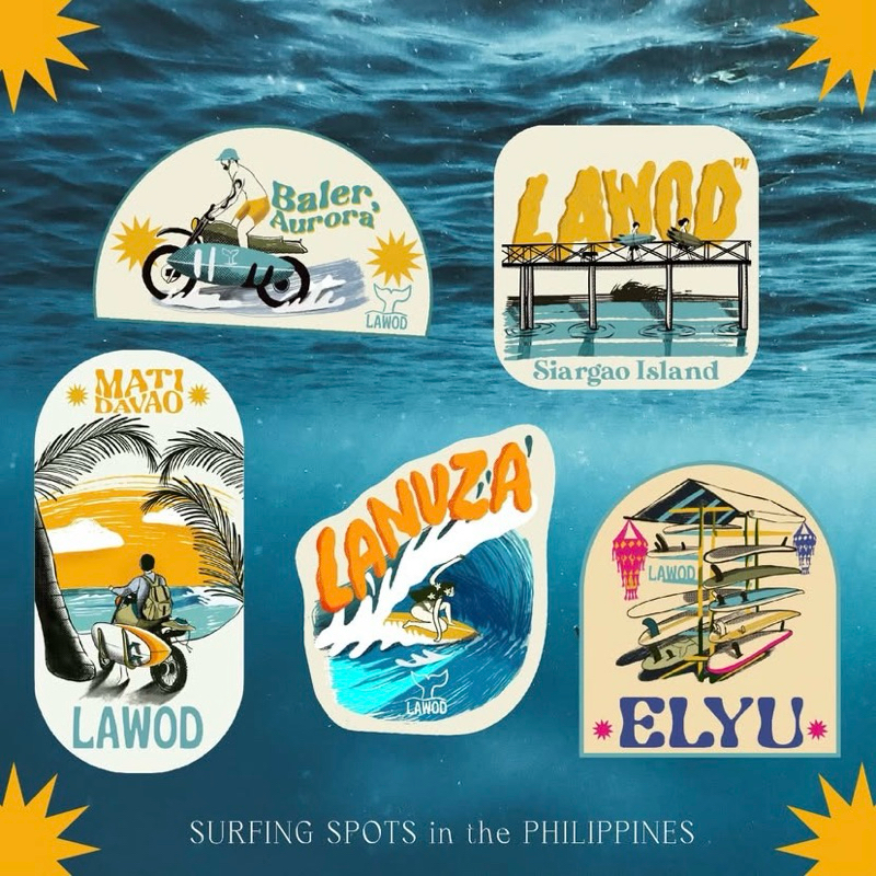 LAWOD Surf spots sticker pack | Shopee Philippines