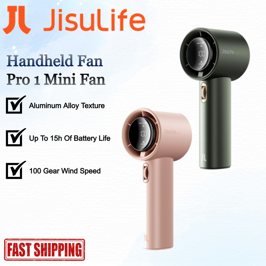 JISULIFE Handheld Fan Pro1 Mini Fan Rechargeable Jet Fan Strong Wind ...