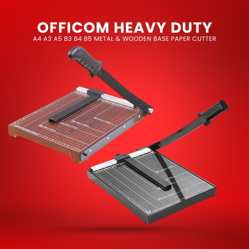 Officom Heavy Duty Paper Cutter Metal & Wood Base A4 A3 A5 B3 B4 B5 ...