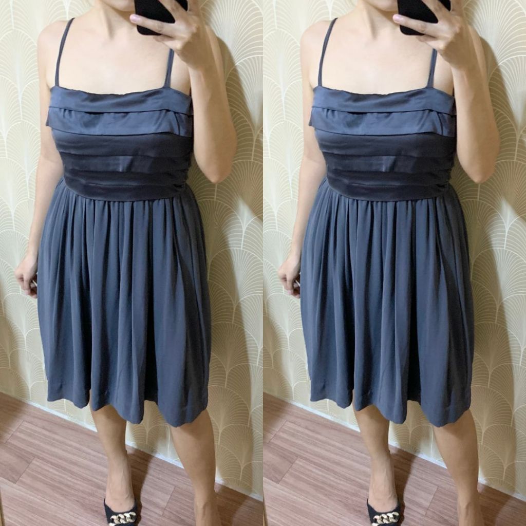 GREYISH BLUE TUBE STRING SILK SOFT TULLE MINI PROM PARTY COCKTAIL ...