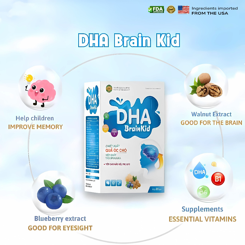 Dha Brain Kid Supplement For Brain Development, Increase Concentration ...