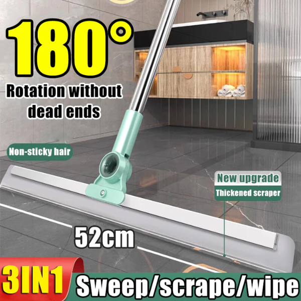 Floor Window Wiper Scraper 180 Degrees Rotatable Hand Push Mop Sweeper ...
