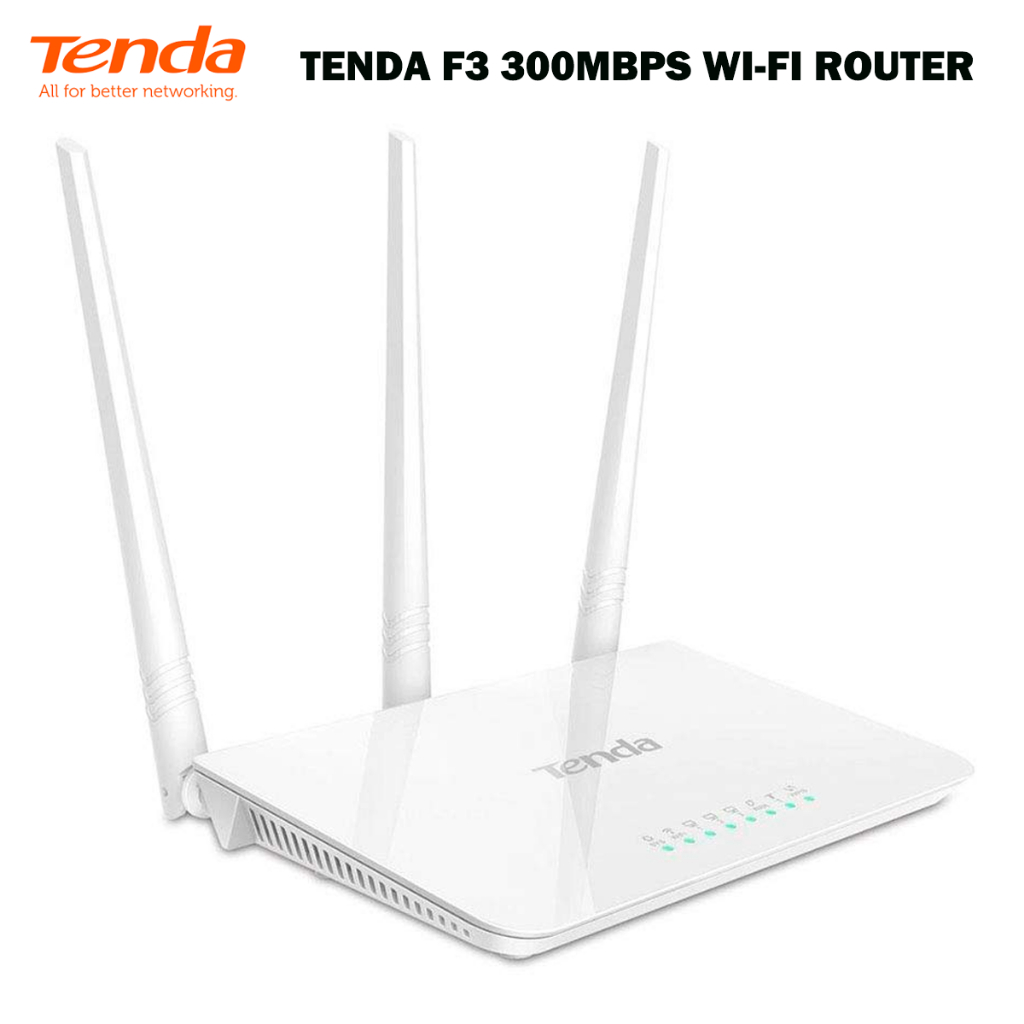 Tenda F3 300Mbps Wireless Router Easy Setup Wi-Fi With 3 Fixed Antenna 3Lan 1Wan Port Wifi ...