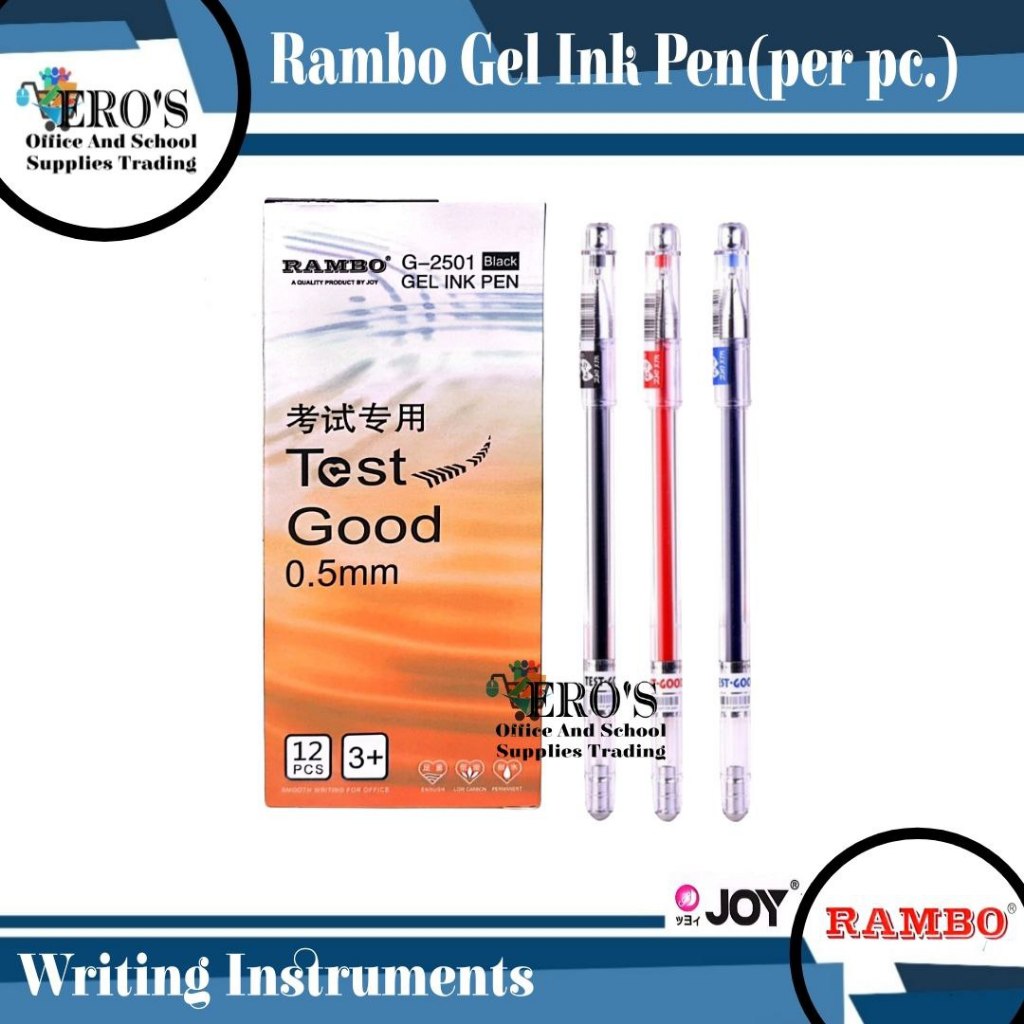 Rambo Test Good Gel Pen 12pcs per Box | Shopee Philippines