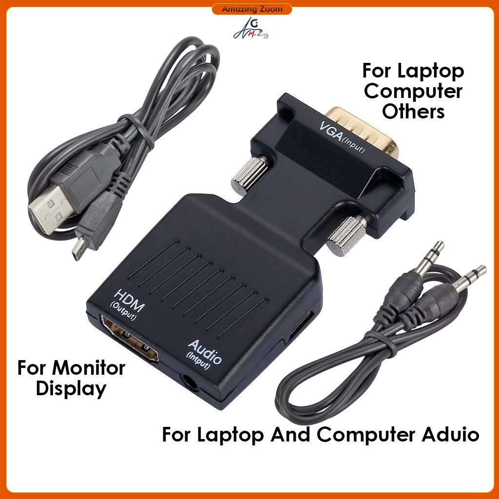 VGA Male to HDMI-compatible Female With Audio Cables 480P/720P/1080P ...