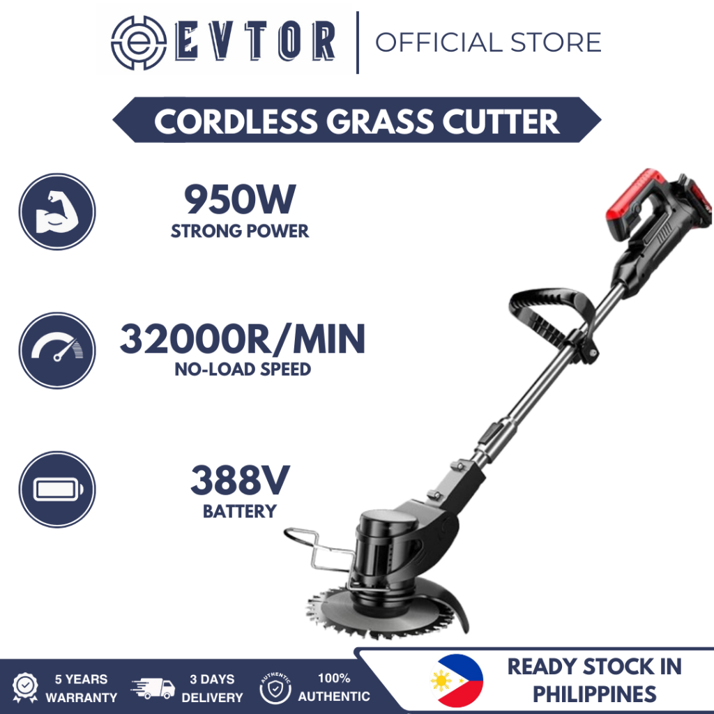 388V Powerful Electric Cordless Grass Cutter Rechargeable Lithium Battery Grass Trimmer | Shopee ...