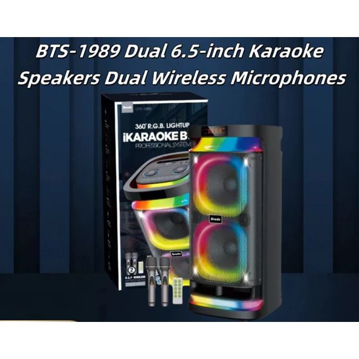 Brodu BTS 1989 6.5*2 Sound System Bluetooth Speakers with Rechargeable wireless mic | Shopee ...