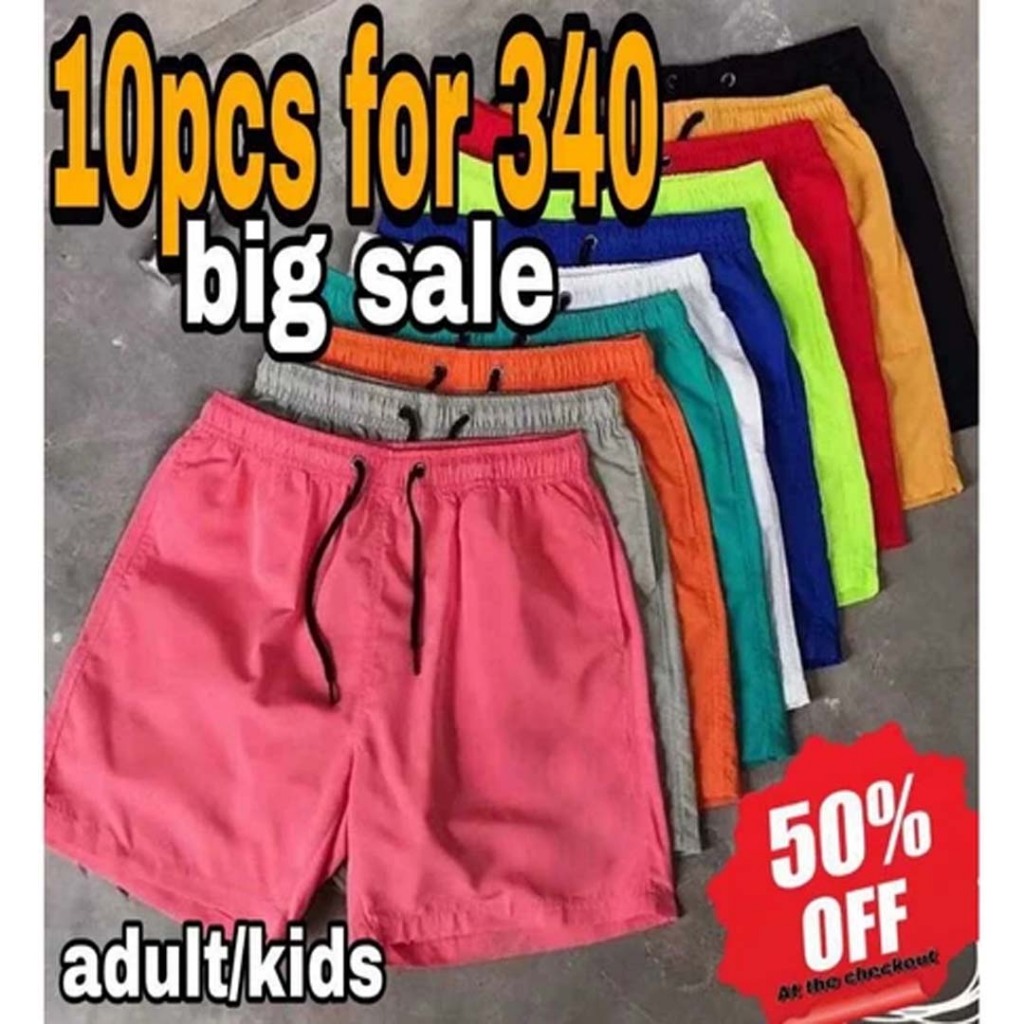 10pcs TASLAN WHOLESALE or 6pcs Plain Taslan Shorts for UNISEX upto 34 ...