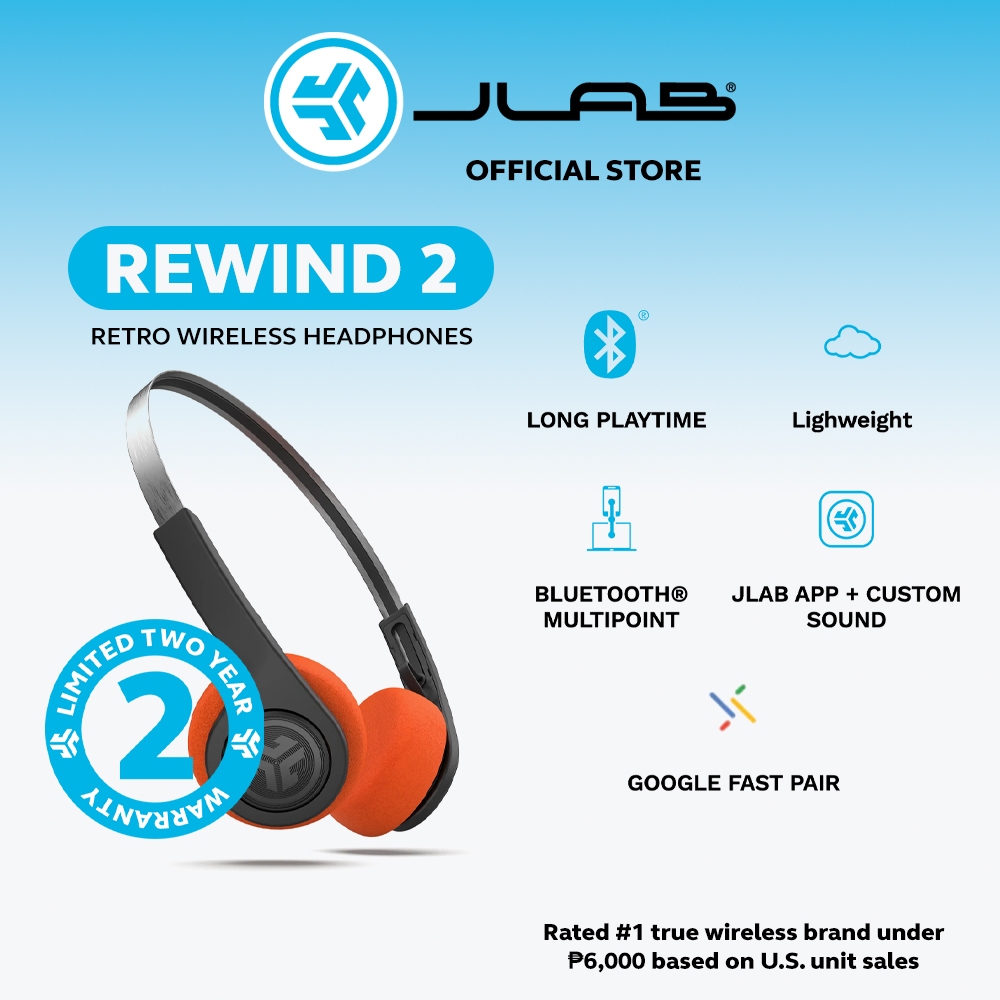 JLab Rewind 2 Wireless Retro Headphones 20+ Hours Playtime, App Support ...