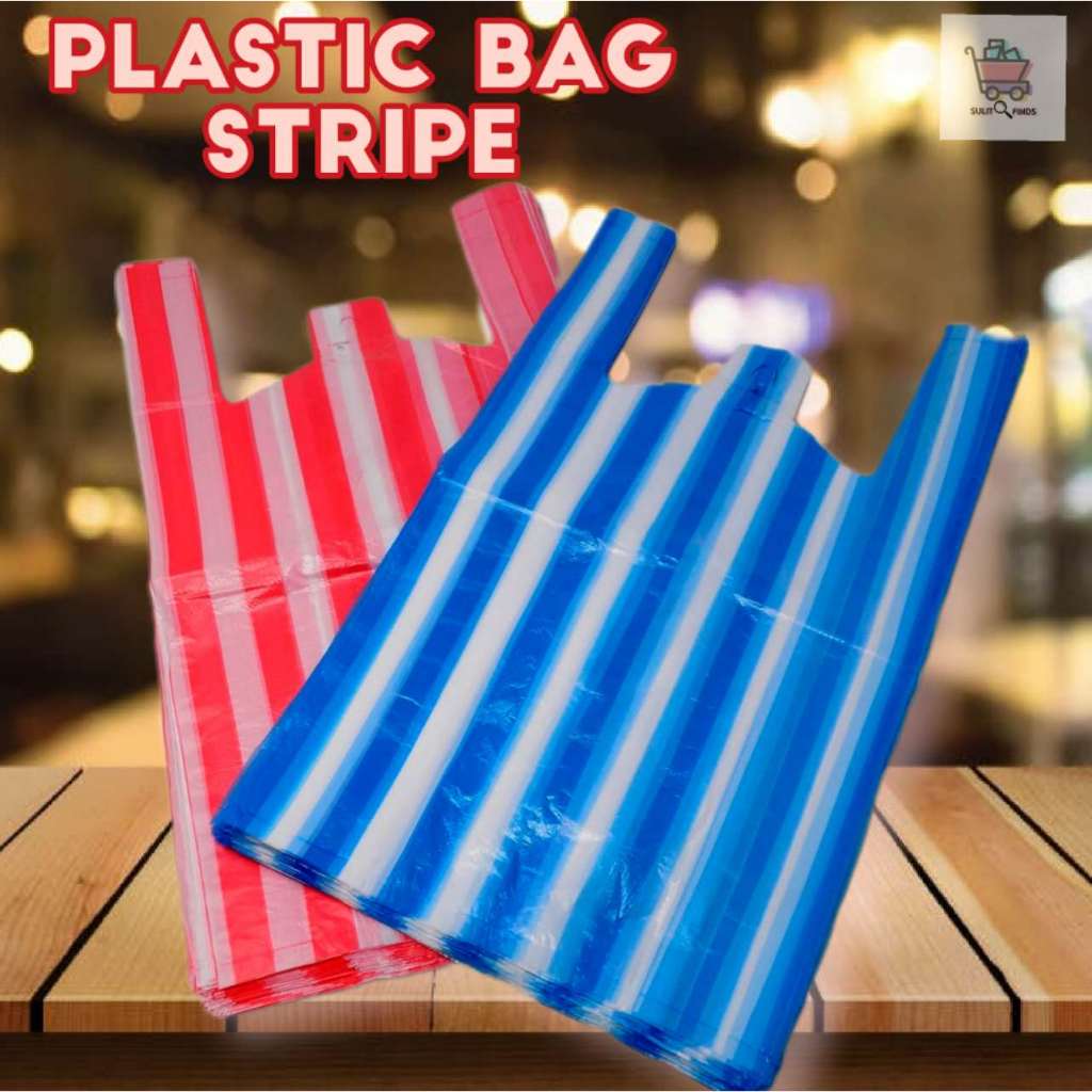 SULITFINDS_Stripe Red &Blue Plastic Sando Bag/Large XL XXL bag stripes ...