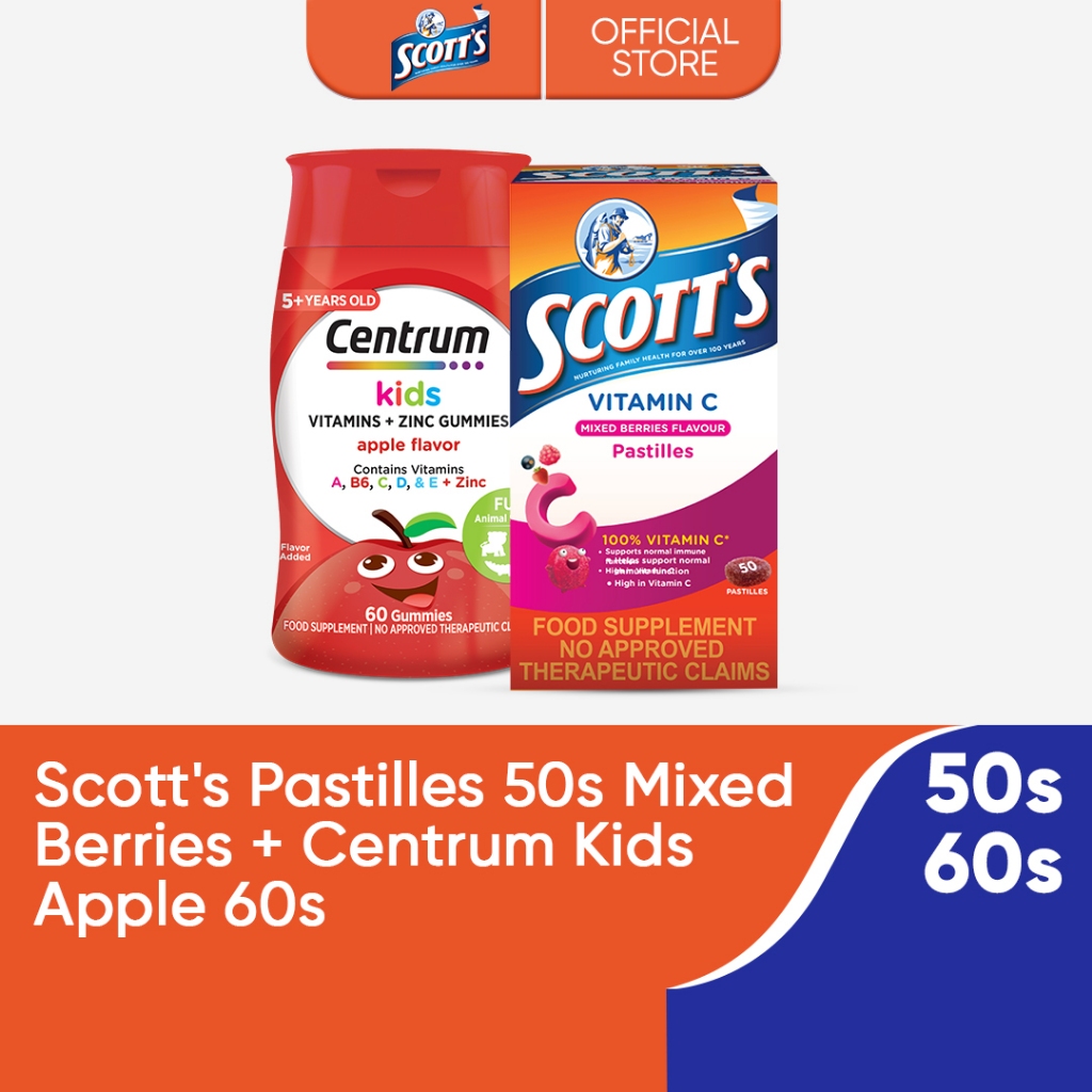 Centrum Kids Apple 60s + Scott's Pastilles Mixed Berries 50s Set ...
