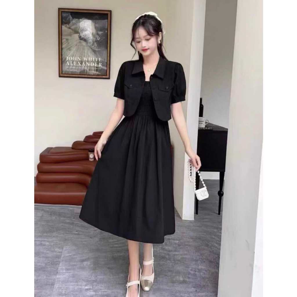 New arrivals 6225 mall quality women's causal plain 2in1 dress(blazer ...