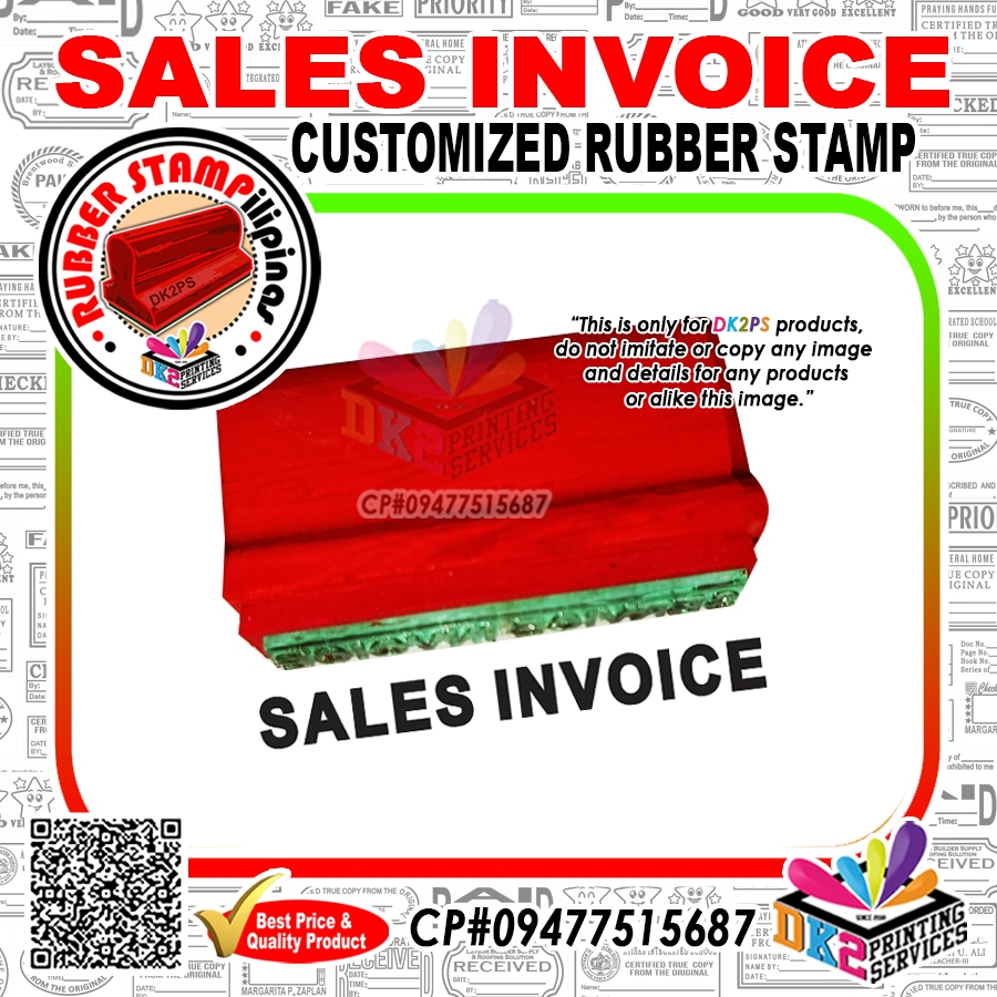 SALES INVOICE PERSONALIZED / CUSTOMIZED RUBBER STAMP ( OTHER SIZES ARE ...