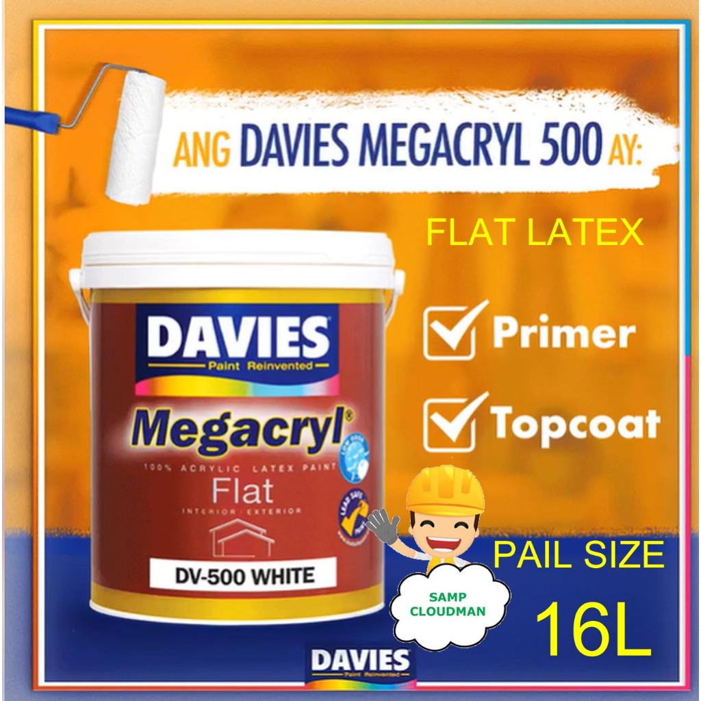Davies Megacryl Flat Latex White PAIL 16L Acrylic Water-based Latex ...