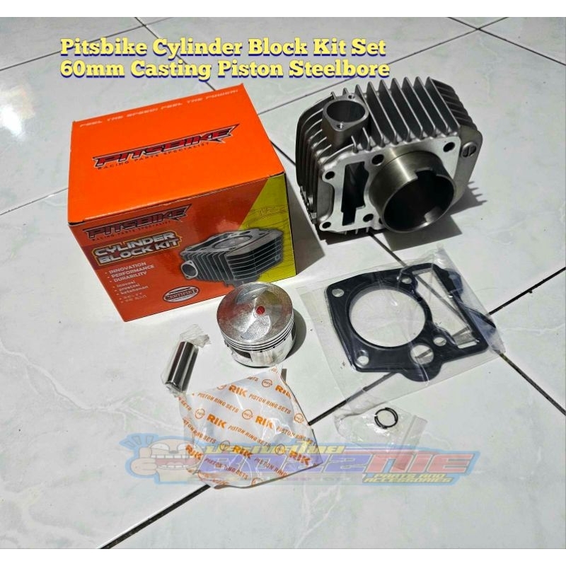 Pitsbike Cylinder Block Kit Set Wave125 60mm Casting Piston Steelbore ...