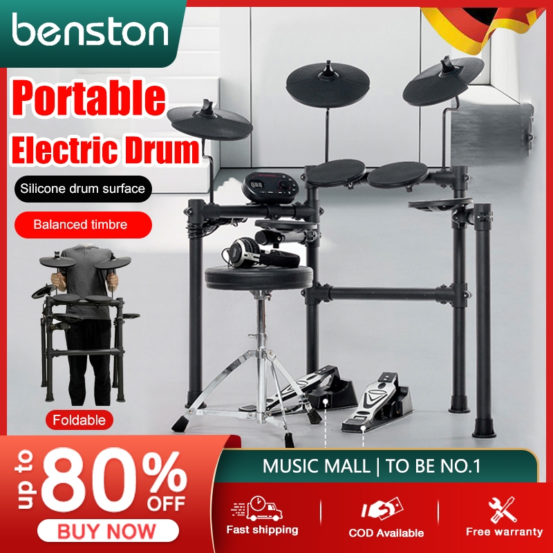 Foldable Electric Drum Set for Home,Real Drum Feel,Shocking Sound ...