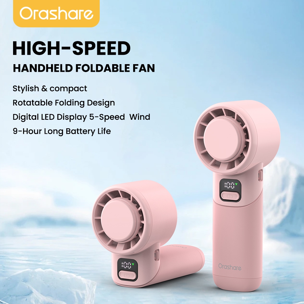 Orashare HF13 Handheld Mini Fan Portable Folding Neck Fan 5-Speed Wind ...