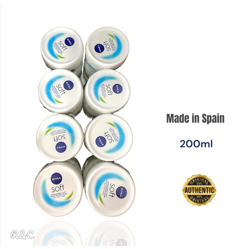 Nivea Soft Moisturizing Cream, Face Body Hands, 200ml, Made in Spain ...
