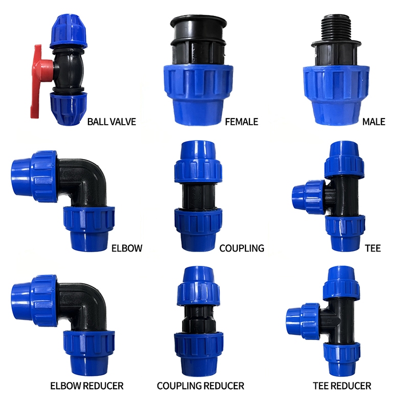 PER PCS PE Compression Fittings for pe and pvc pipes 1/2" 3/4" 1" elbow tee coupling adapter ...