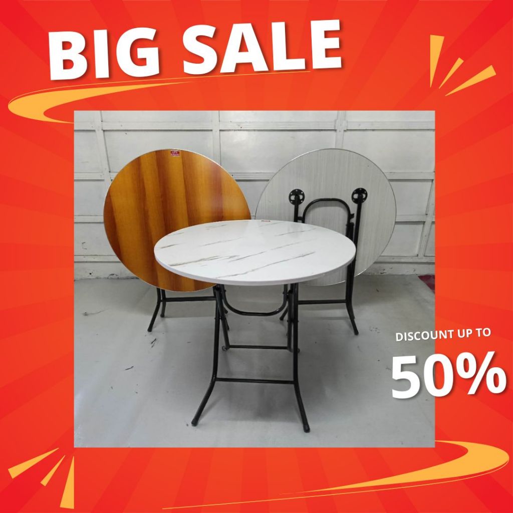 (CPS 70 cm ROUND) WOOD Folding Table with PLASTIC Siding (3PC per ...