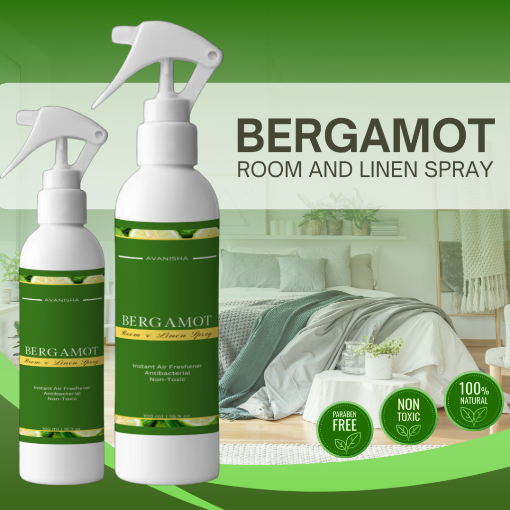BERGAMOT Room Spray/Linen Spray/Car Spray, Instant Air Freshener, Anti ...