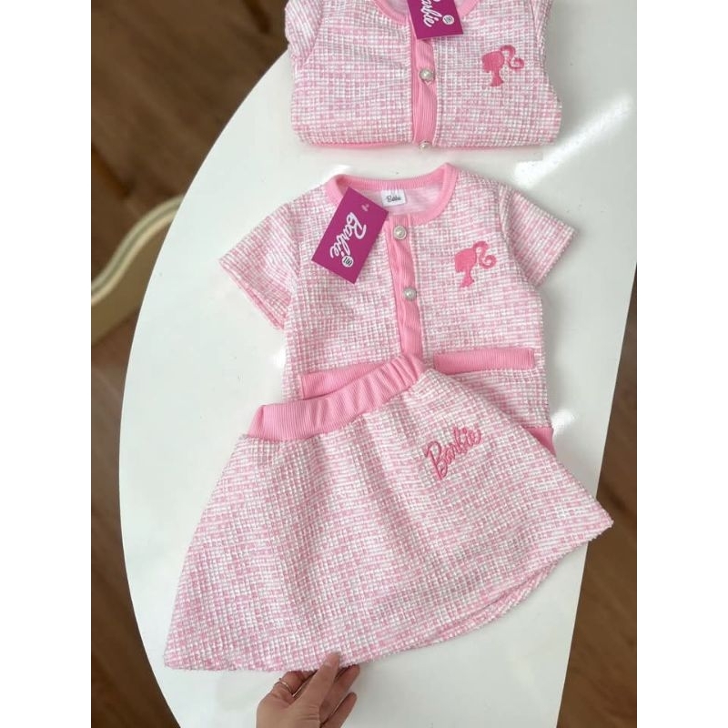 LMC Barbie Tweed Skirt set for kids girl | Shopee Philippines