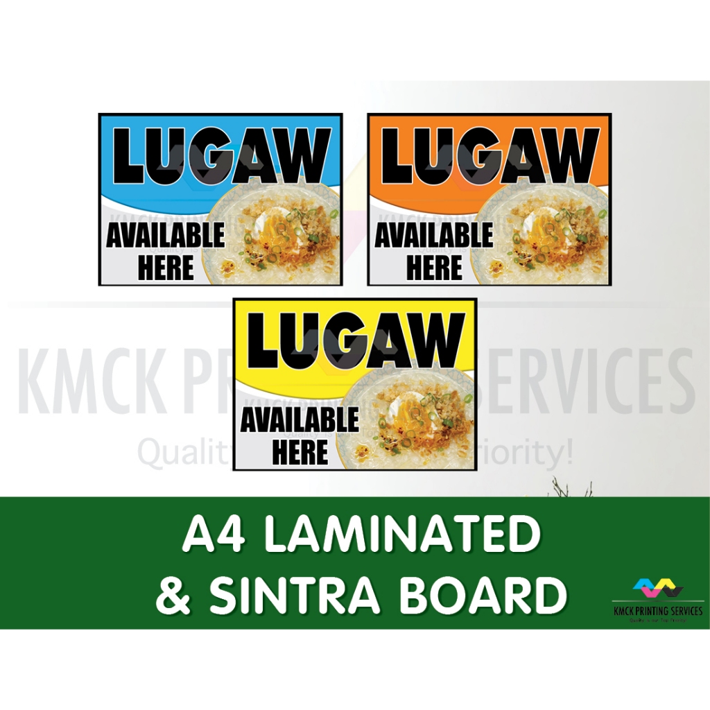 Lugaw Available Here Signages Laminated | Sintra Board | Shopee Philippines