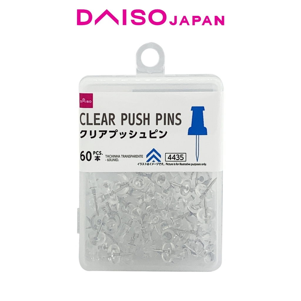 Daiso Clear Push Pins with Case (60 pieces) | Shopee Philippines