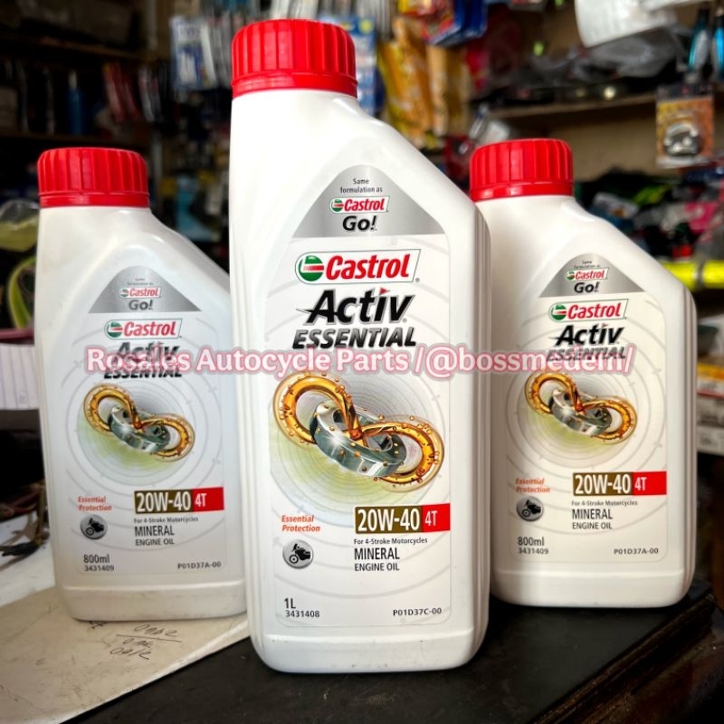 ORIG CASTROL ACTIV ESSENTIAL 20W-40 4T 800ML/1LITER | Shopee Philippines