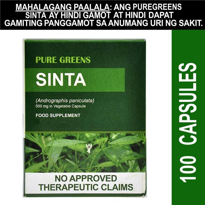 Pure Greens Sinta 500mg Food Supplement Capsule 100s | Shopee Philippines