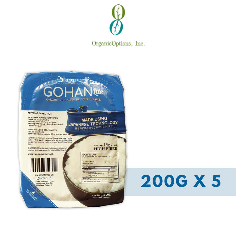 BiotechJP Gohan Lite Rice Low Carb Pre-cooked Rice in Pouch 200g Bundle ...