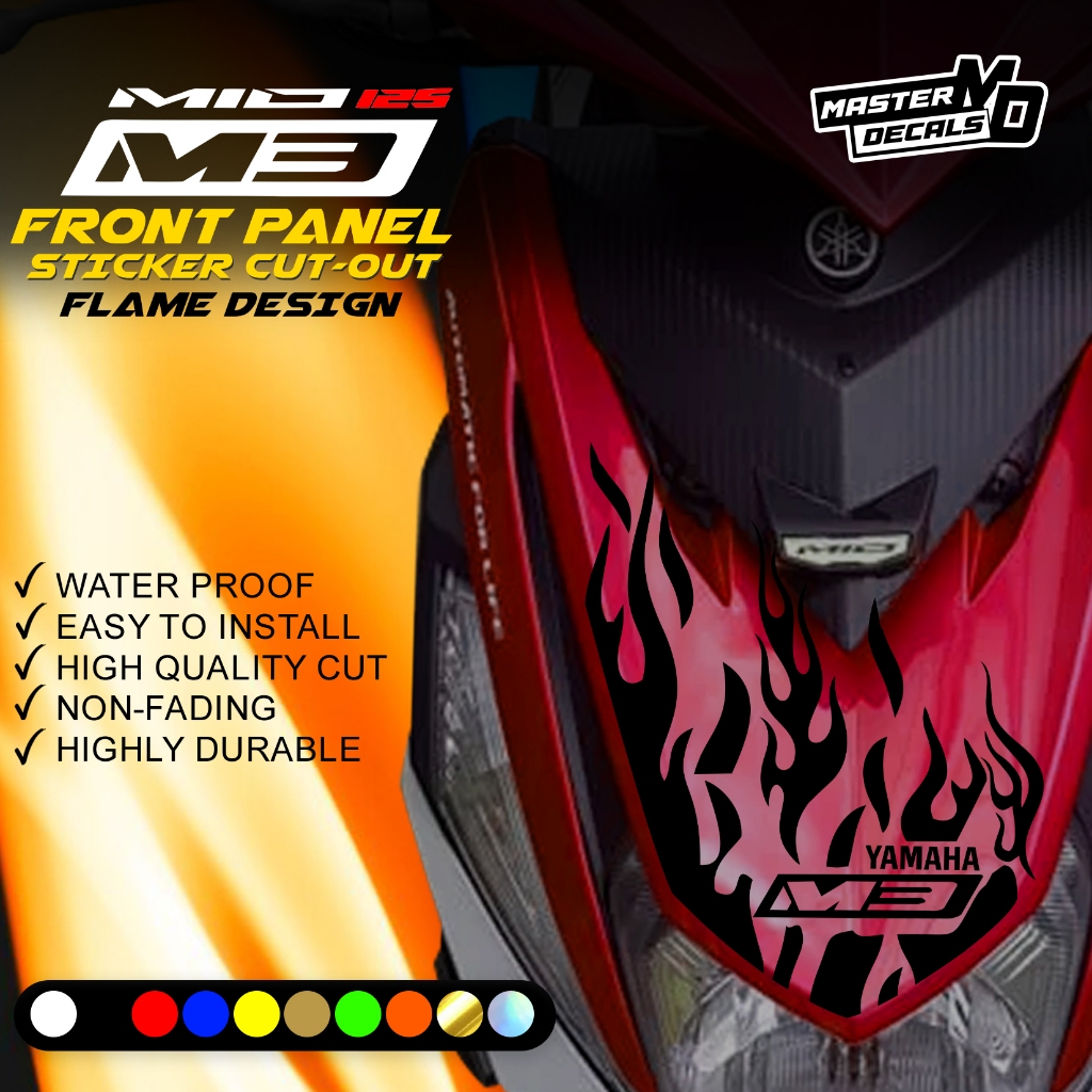 Yamaha Mio i 125, Fire Design Mio M3 Front Panel Sticker Cut-Out ...