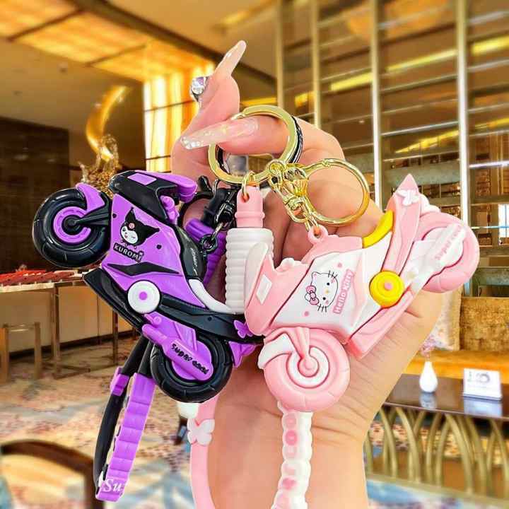 San Rio motorcycle keychain cartoon car keychain doll couple bag small ...