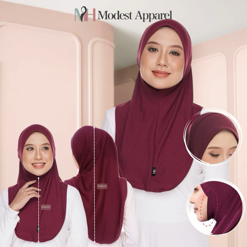 M&H Premium Soft PETITE Mid Tudung Instant Hijab Malaysian Sukob ...