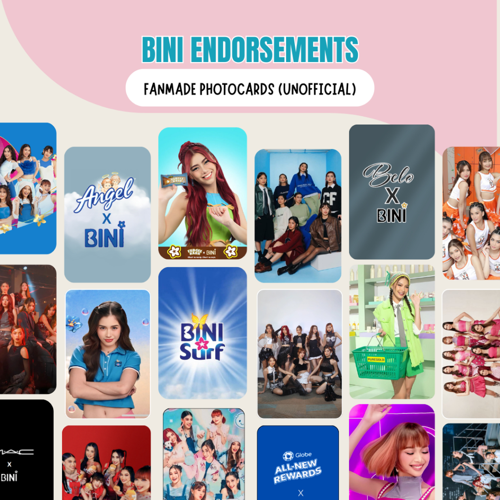 BINI ENDORSEMENTS FANMADE PHOTOCARD SETS - 9 PCS UNOFFICIAL COLLECTION ...