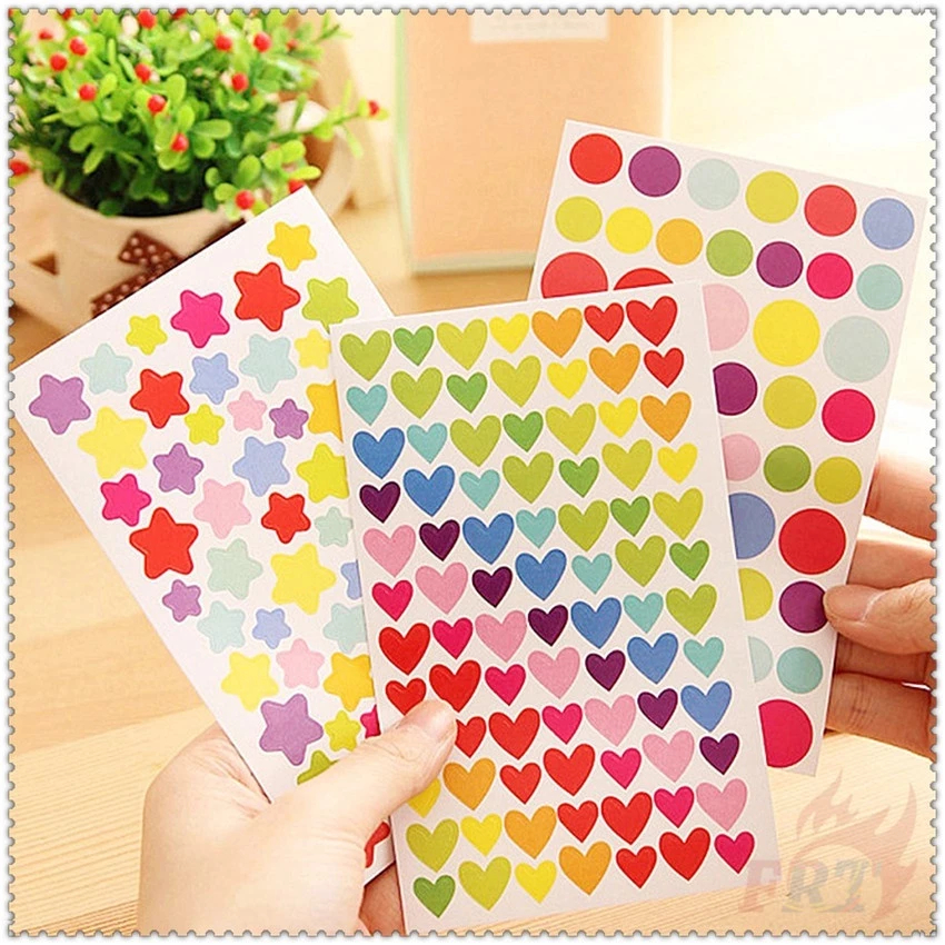 1Sheet Colorful Love Pentagram Circle Stickers Student DIY Journal ...
