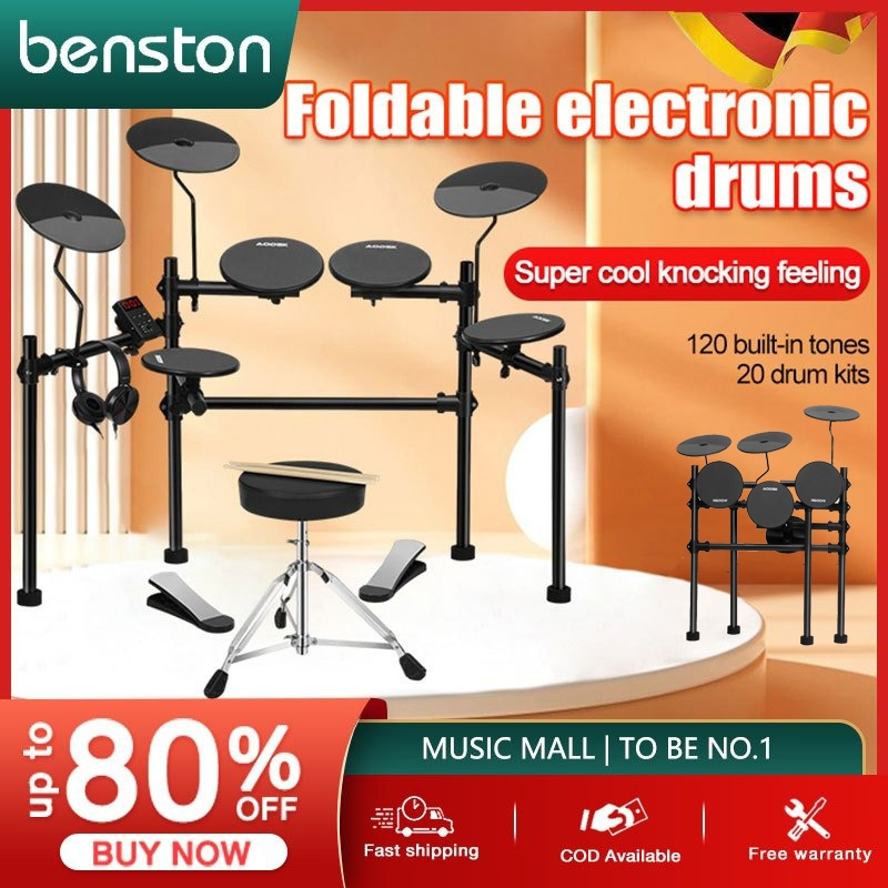 Portable Foldable Electric Drum Set |120 Sounds, 20 Drums, Realistic ...