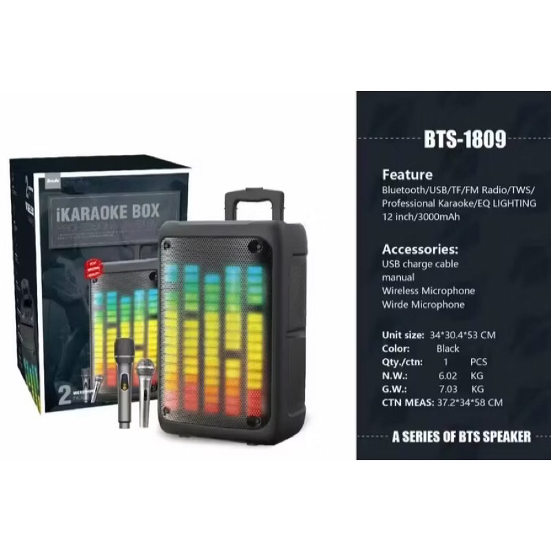 NWE BTS-1808 IKARAOKE BOX Professional System Bluetooh Speaker With ...