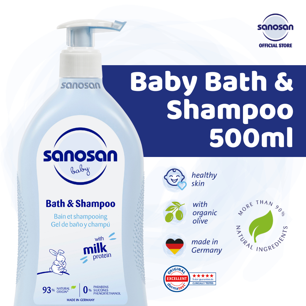 Sanosan Organic Baby Bath & Shampoo With Dispenser 500ml - New Look ...