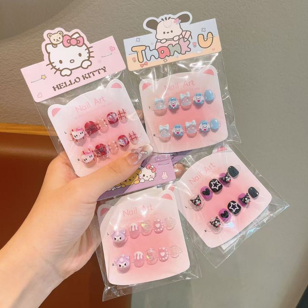 Kuromi Girls Kids Fake Nails Set with Glue DIY Nail Chips Hot Sale ...