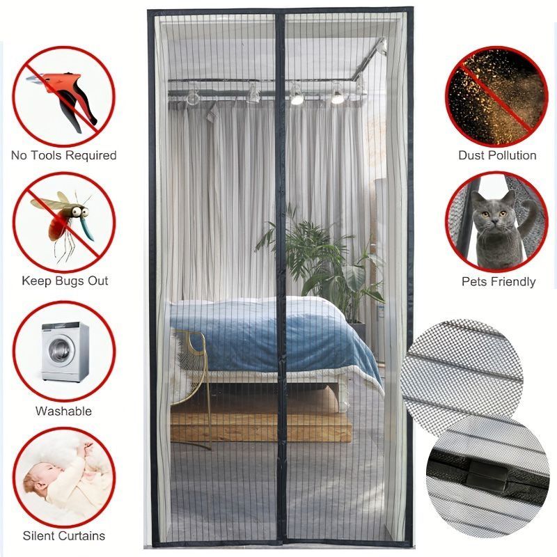 SLY Magnetic Mosquito Net Door Anti Insect Sandfly Screen Curtain Mesh ...