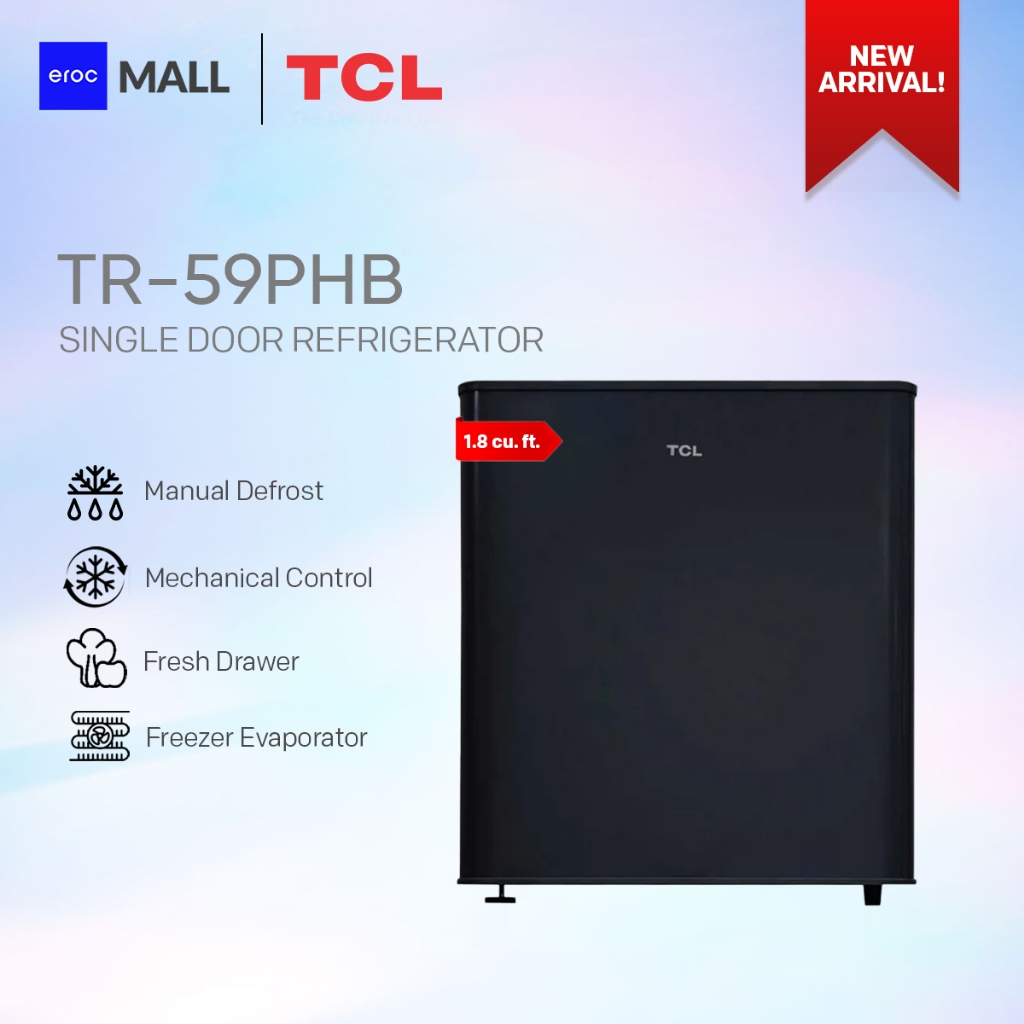 TCL 1.8 cu.ft. Single-Door Refrigerator - TR-59PHB REF (Black) | Shopee ...