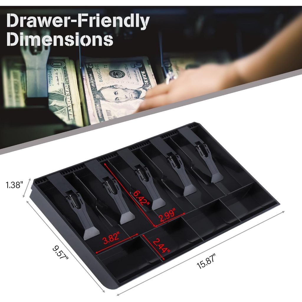Cash Tray Cash Register Drawer Insert Tray,5 Bill & 4 Coin Compartments ...